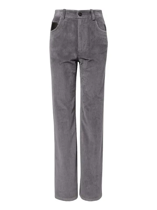 Bottega Veneta High-rise Cotton Corduroy Straight Trousers - Grey