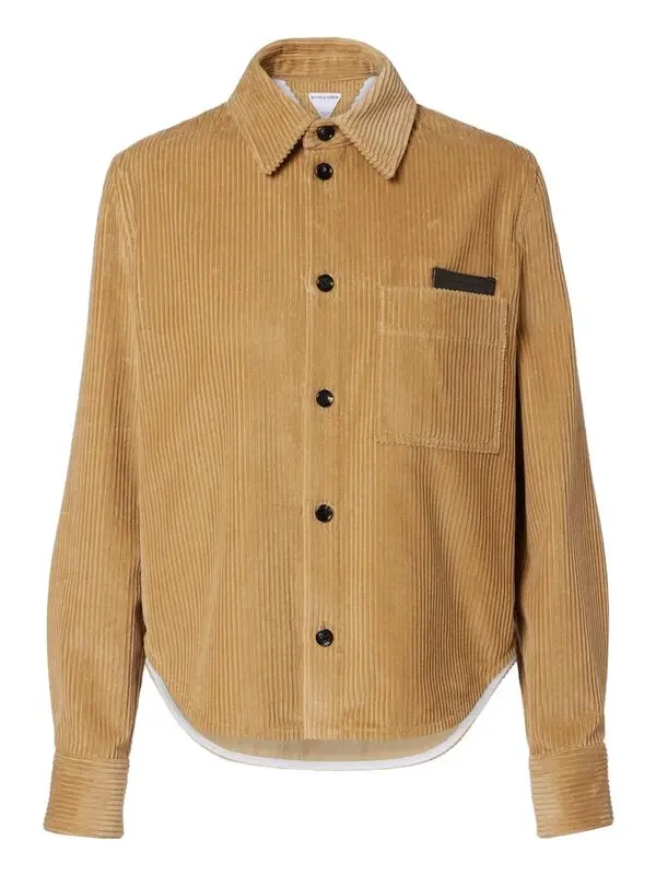 Bottega Veneta Leather-trimmed Corduroy Shirt - Beige