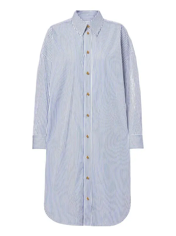 Bottega Veneta Striped Cotton Poplin Shirt - Blue
