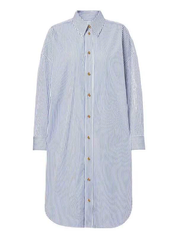 Bottega Veneta Striped Cotton Poplin Shirt - Blue