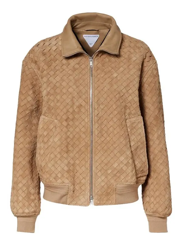 Bottega Veneta Intrecciato Suede Jacket - Beige