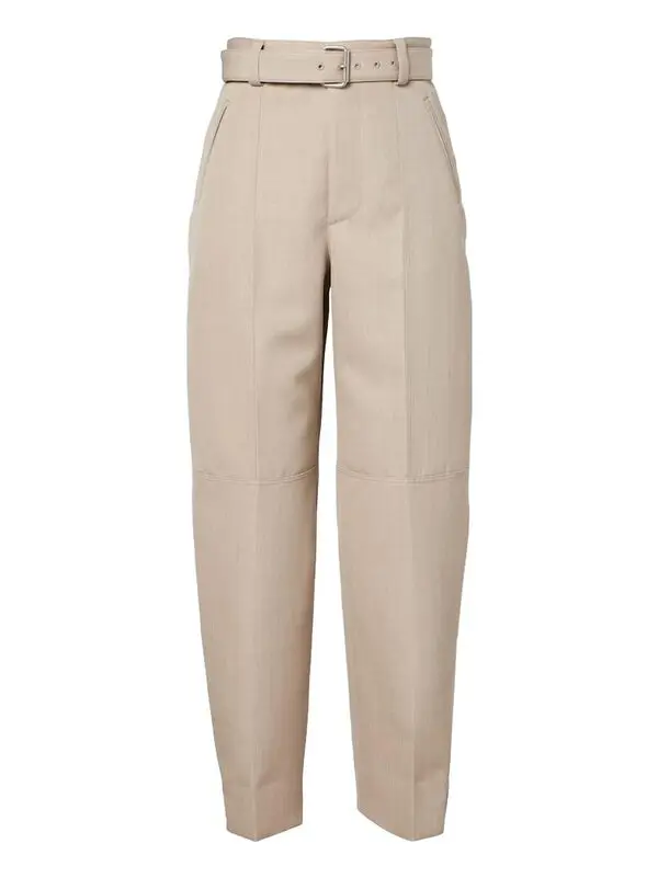 Bottega Veneta High-rise Straight Wool Pants - Beige