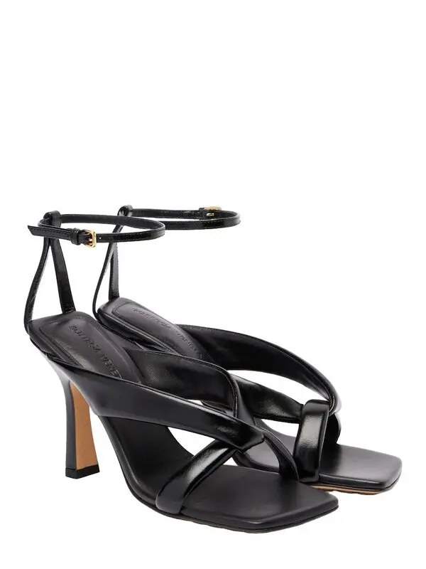 Bottega Veneta Riva Leather Heeled Sandals - Black