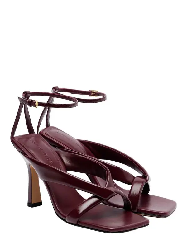 Bottega Veneta Riva 90 Leather Sandals - Burgundy