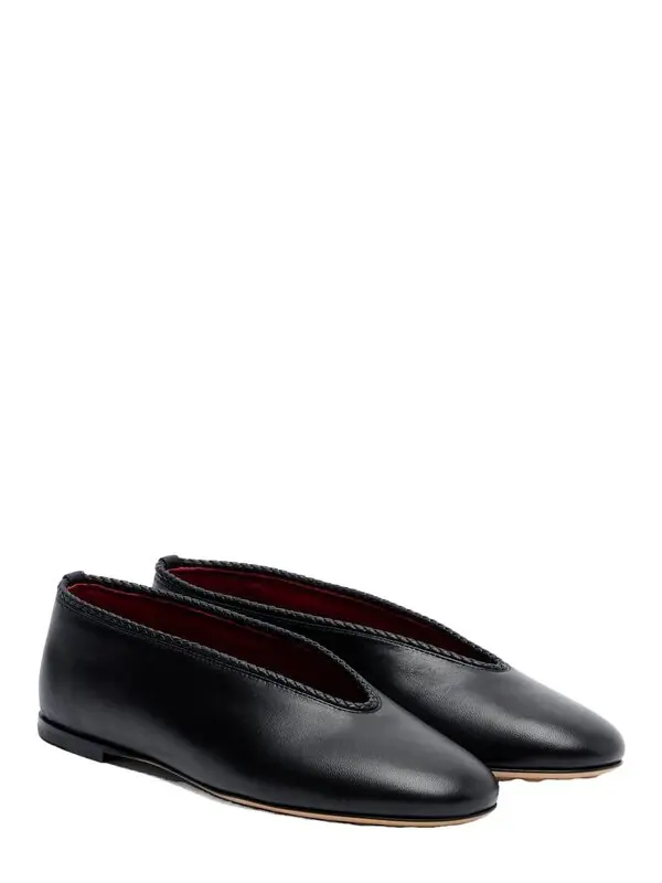 Bottega Veneta Leather Ballerina Flats - Black