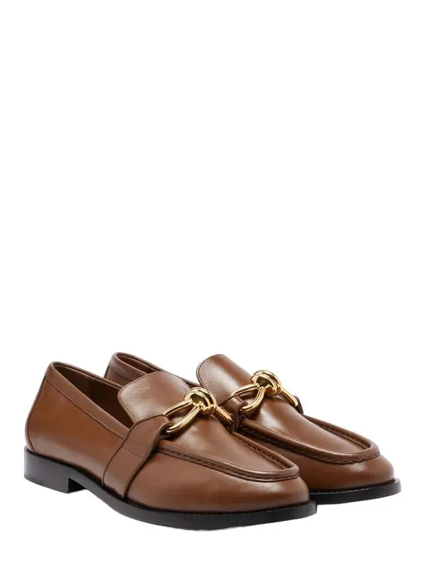 Bottega Veneta Astaire Knot Leather Loafers - Brown