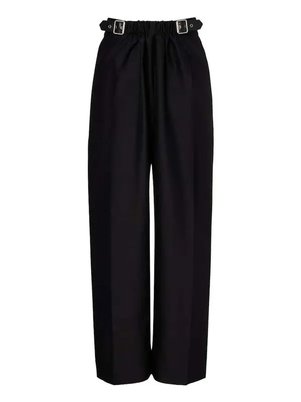 Loewe Gathered Wide-leg Pants - Black