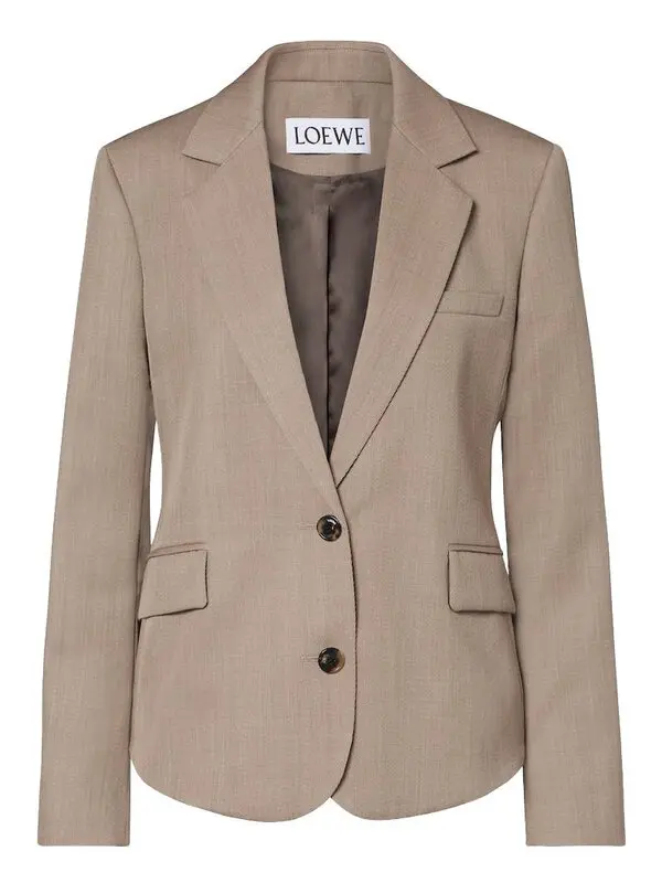 Loewe Gathered Wool Blazer - Beige