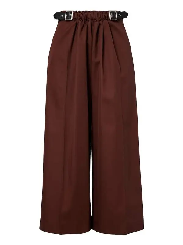 Loewe High-rise Cotton And Silk Culottes - Brown