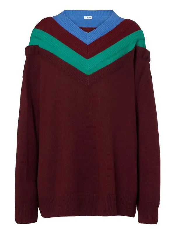 Loewe Trompe L'oeil Wool Sweater - Burgundy