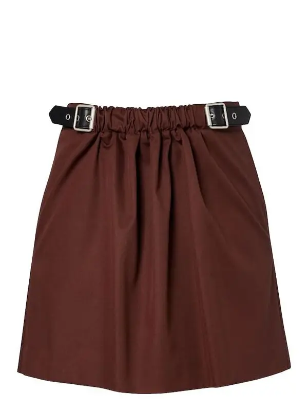 Loewe Belted Cotton And Silk Twill Miniskirt - Brown
