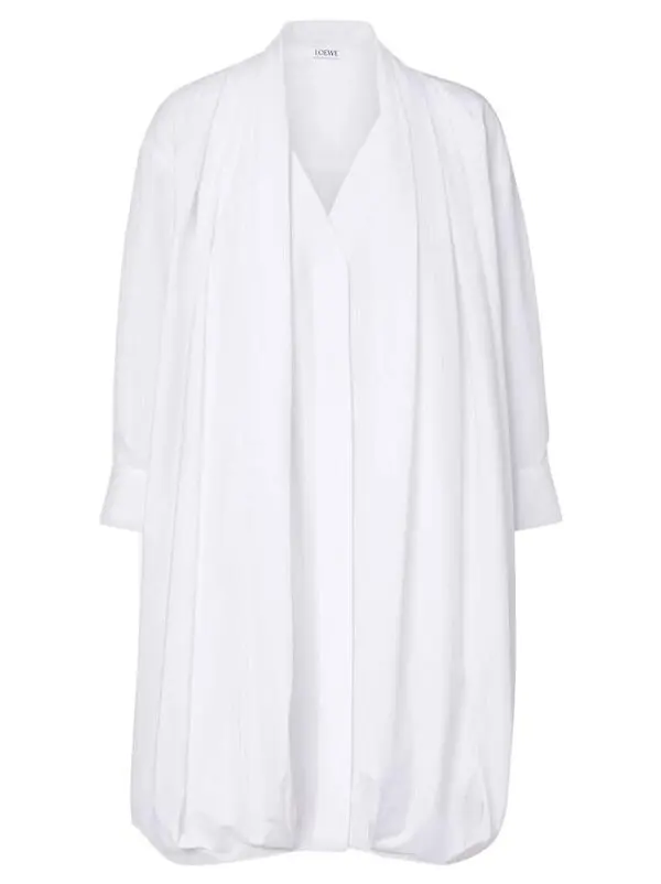 Loewe Draped Cotton Poplin Shirt Dress - White