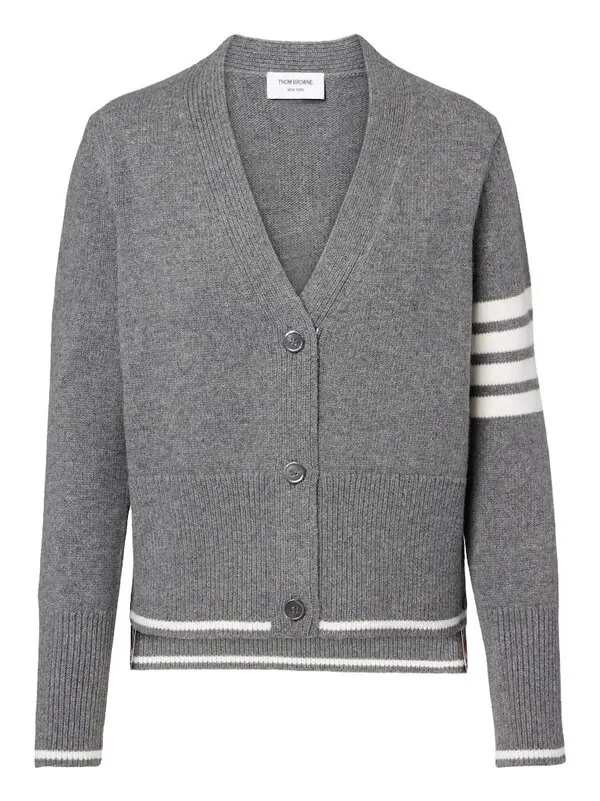 Thom Browne 4-bar Virgin Wool Cardigan - Grey