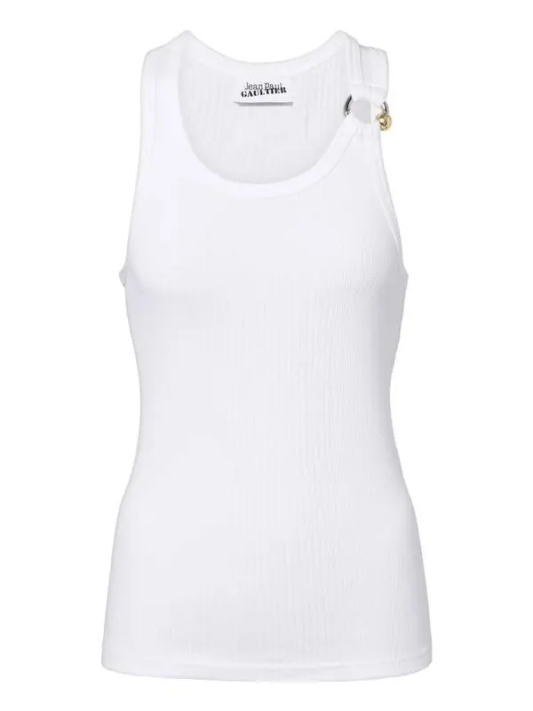 Jean Paul Gaultier Piercing Cotton Jersey Tank Top - White