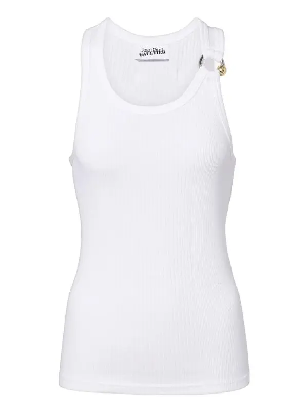 JEAN PAUL GAULTIER Piercing Cotton Jersey Tank Top - White