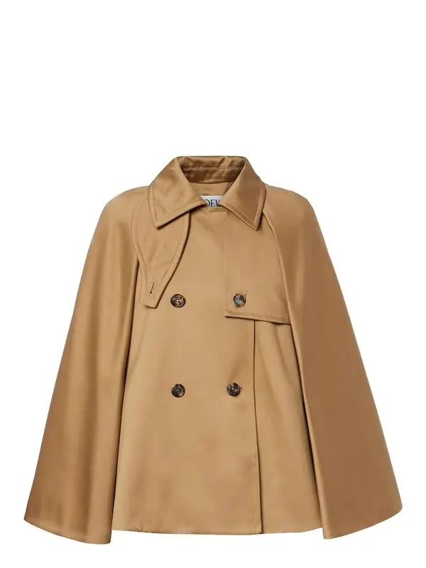 Loewe Caped Double-breasted Cotton Gabardine Jacket - Beige