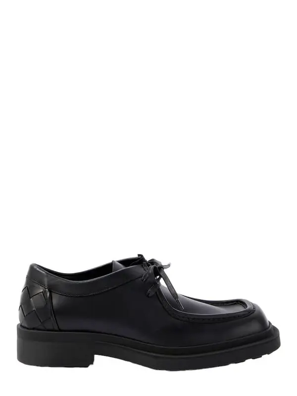 Bottega Veneta Intrecciato Leather Derby Shoes - Black