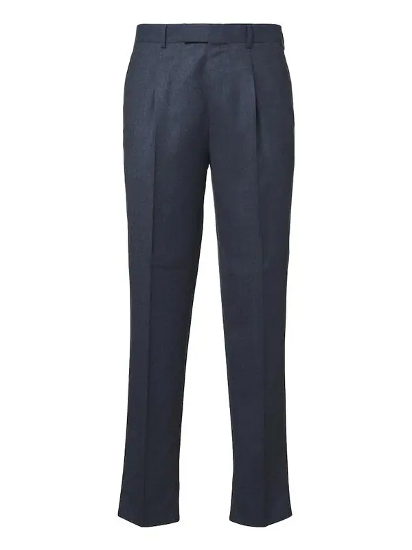 Zegna Wool Flannel Straight-leg Pants - Blue