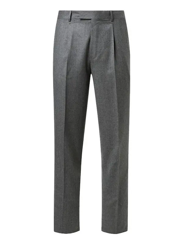 Zegna Wool Flannel Straight Pants - Grey