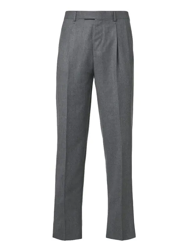 Zegna Wool Flannel Straight-leg Pants - Grey