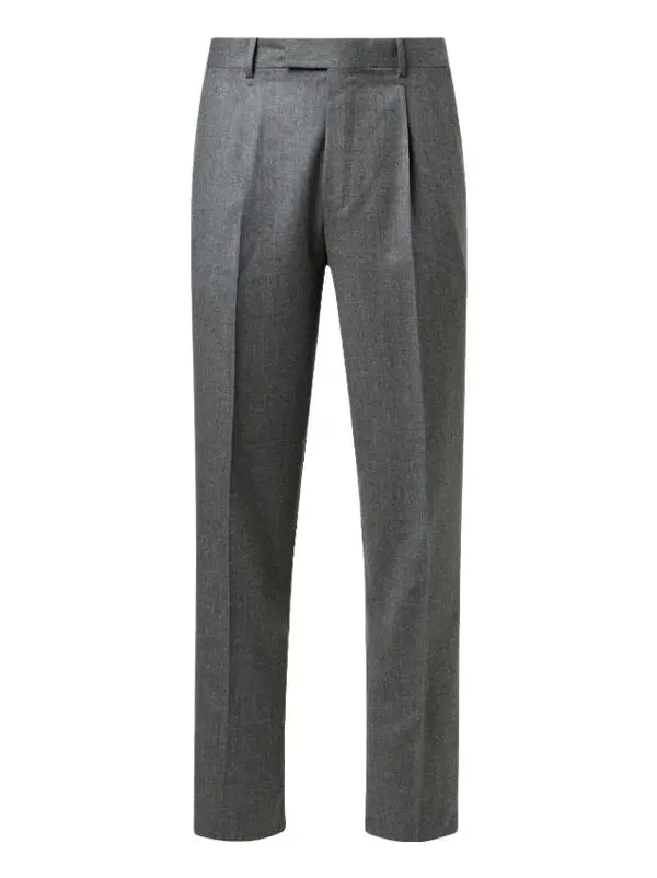 Zegna Wool Flannel Straight Pants - Grey