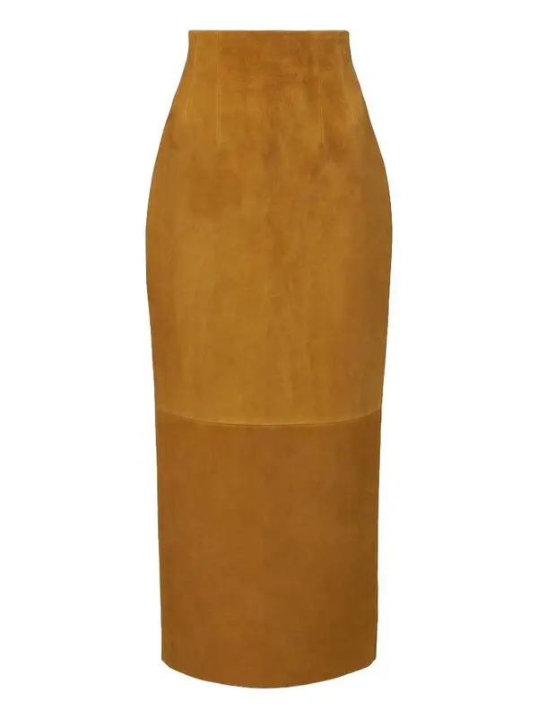 Khaite Loxley Suede Maxi Skirt - Brown