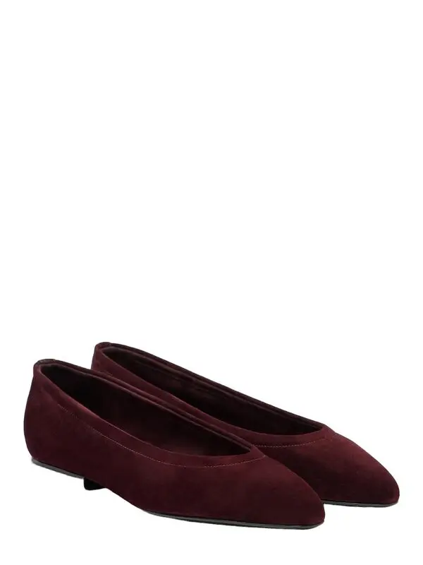 Loro Piana Primula Suede Ballet Flats - Burgundy