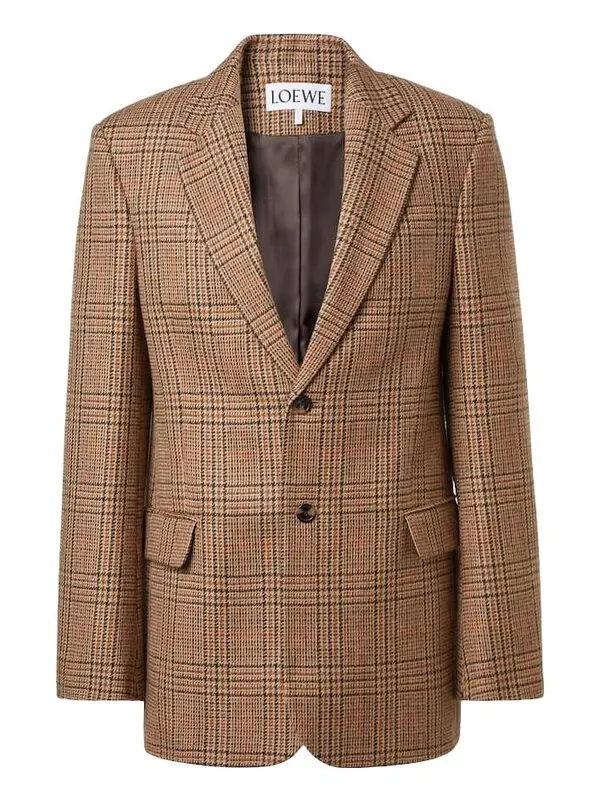 Loewe Prince Of Wales Check Wool Blazer - Brown