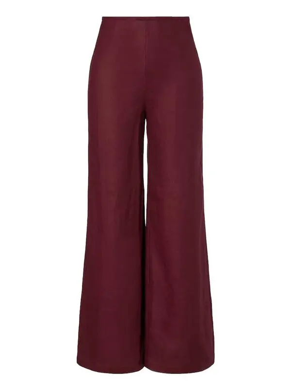 Faithfull The Brand Syna Linen Wide-leg Pants - Burgundy