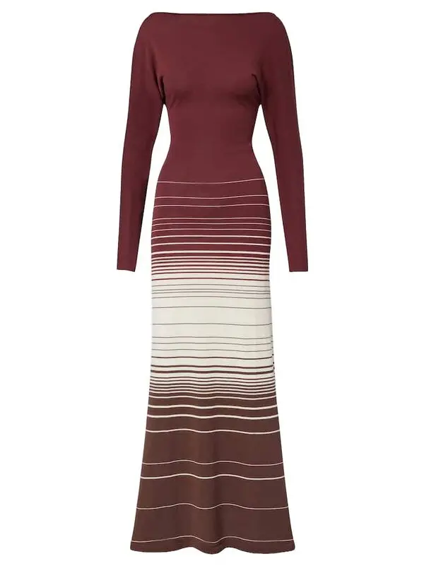 Faithfull The Brand Idun Striped Cotton-blend Maxi Dress - Burgundy