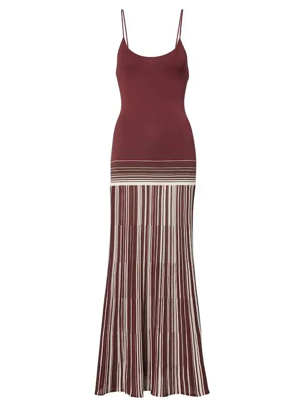 Faithfull The Brand Cecile Striped Cotton-blend Maxi Dress - Burgundy