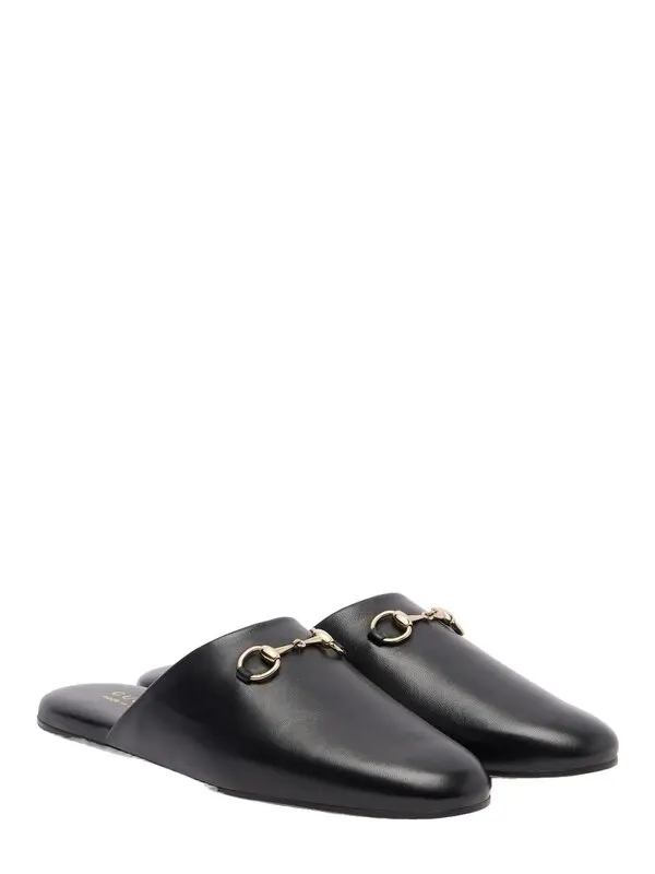 Gucci Horsebit Leather Mules - Black