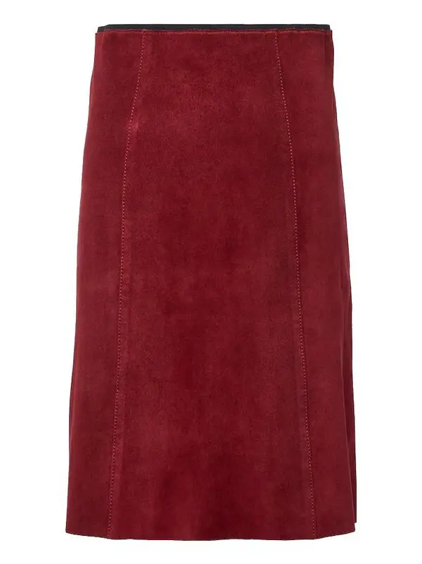JOSEPH Suede Midi Skirt - Red