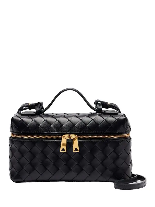 Bottega Veneta Intrecciato Leather Vanity Bag - Black