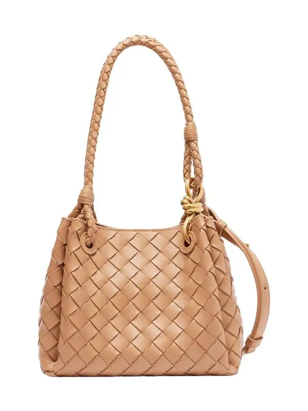 Bottega Veneta Small Intrecciato Parachute Leather Tote - Beige