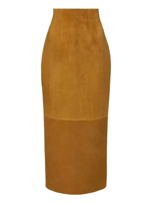 Khaite Loxley Suede Maxi Skirt - Brown