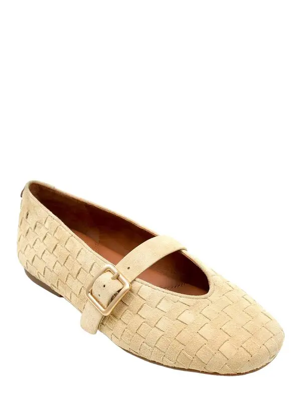Gentle Souls Winifred Woven Mary Jane Flat - Soybean Suede