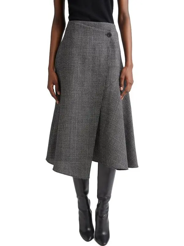 Michael Kors Draped Wool Wrap Skirt - Black/white