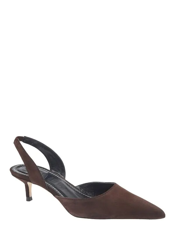 Staud Sebastian Slingback Kitten Heel Pumps - Espresso