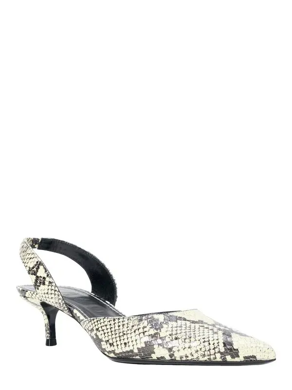 Staud Sebastian Slingback Kitten Heel Pumps - White Snake