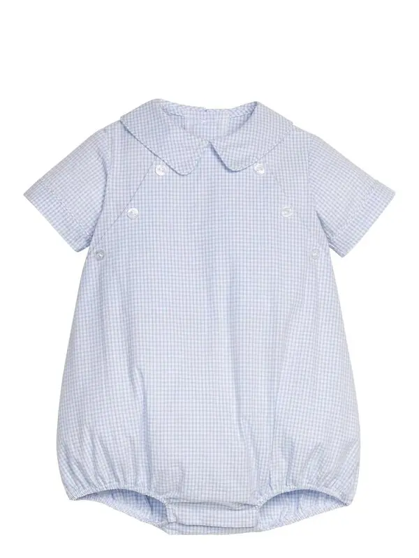LITTLE ENGLISH Cotton Walker Bubble - Light Blue Seersucker Gingham