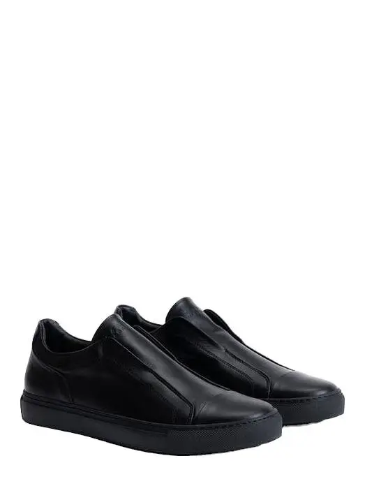 Robert Barakett Delta Laceless Leather Slip-on Sneaker - Black