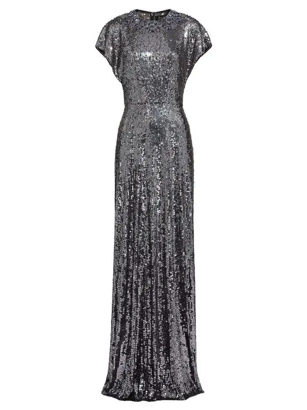 Jenny Packham Odisha Sequinned Gown - Shadow Grey
