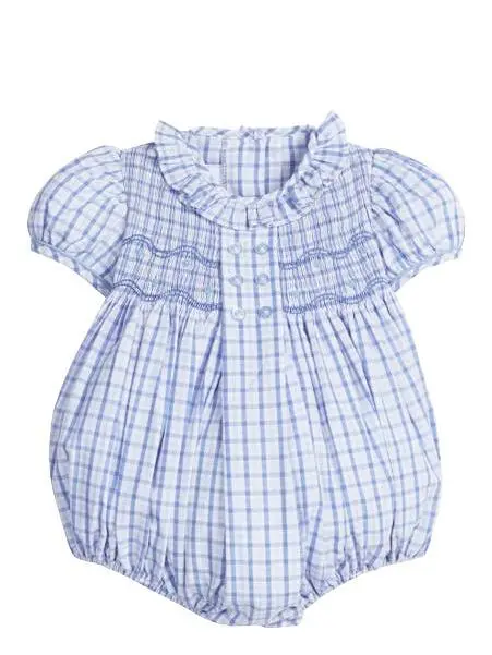 LITTLE ENGLISH Smocked Bridget Bubble - Woodberry Plaid