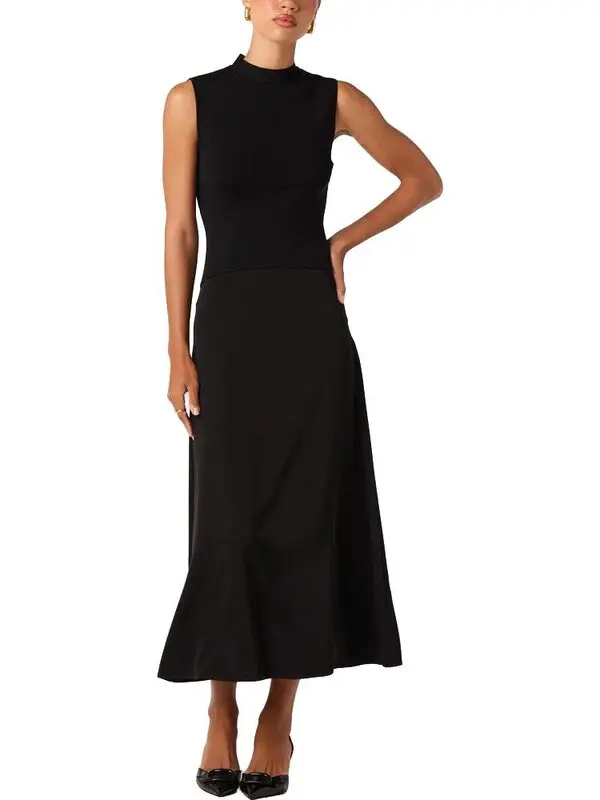 Astr The Label Mixed Media Dress - Black