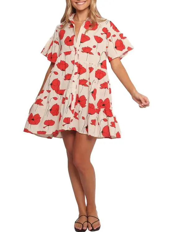 PETAL & PUP Floral Print Shirtdress - Red Poppy Print