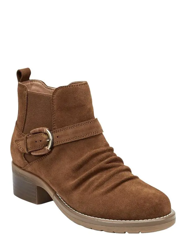 EARTH® Ruched Bootie - Medium Brown 01