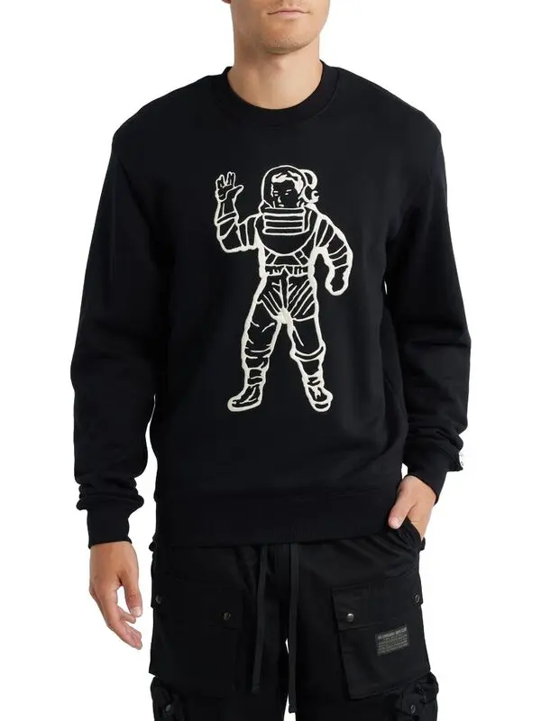 BILLIONAIRE BOYS CLUB Bb Astronaut Embroidered Cotton Crewneck Sweatshirt - Black