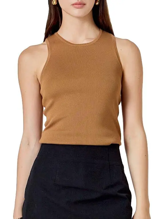 Endless Rose Ribbed Racerback Tank - Brown