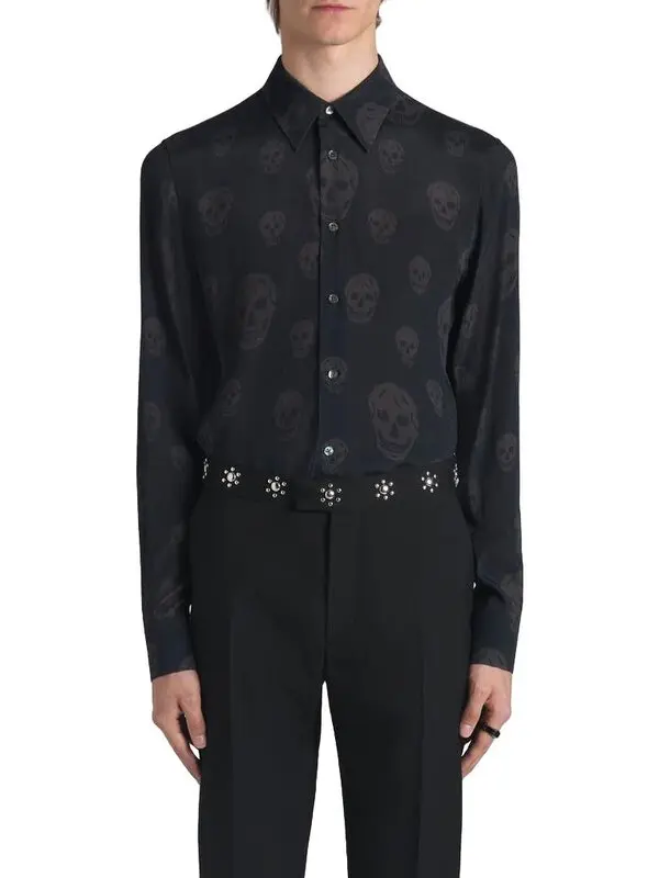 Alexander McQueen Skull Print Shop Button-up Shirt - Black - Charcoal